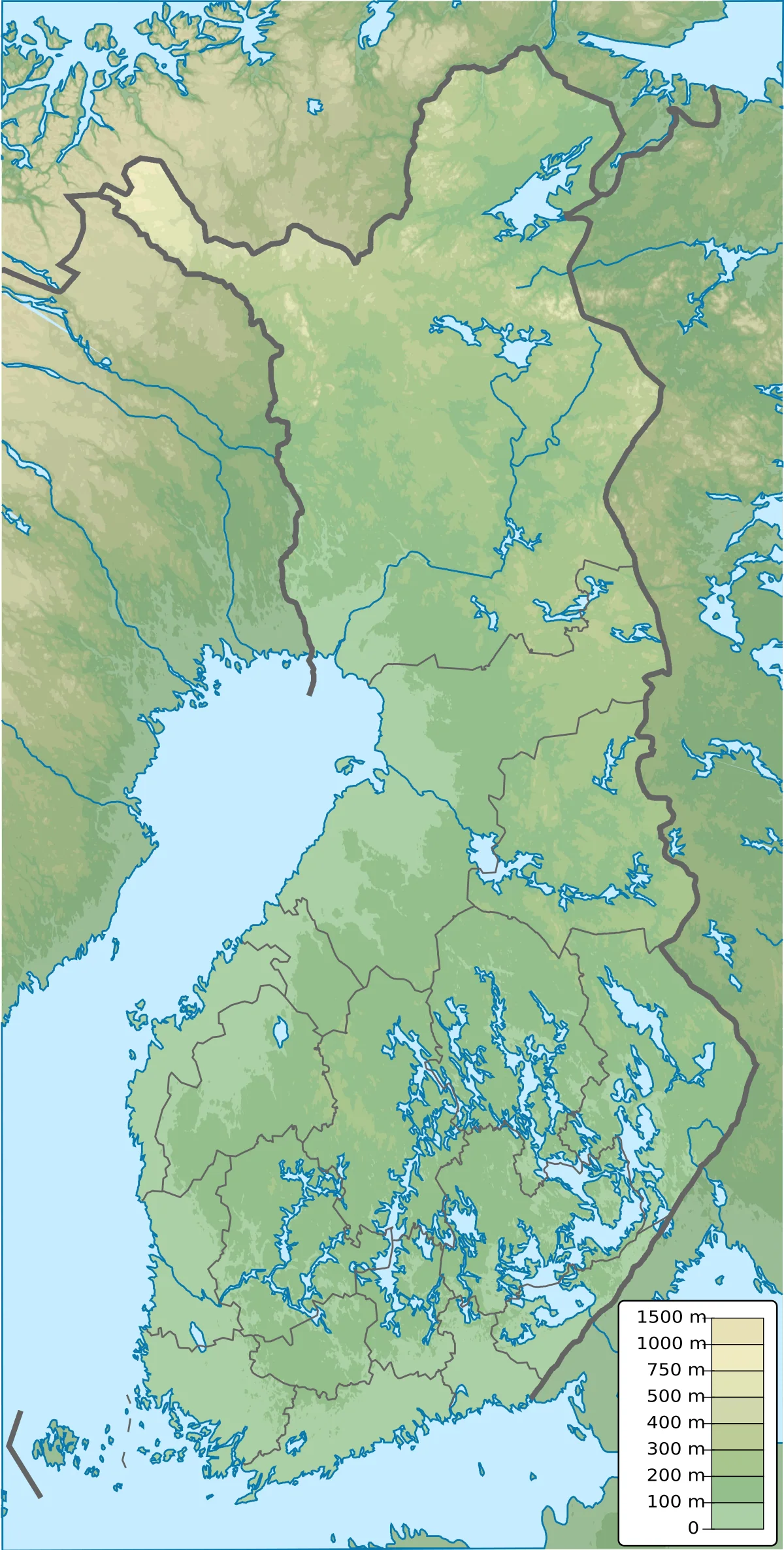 Mapa de Finlandia: regiones, relieve, lagos, clima y trenes