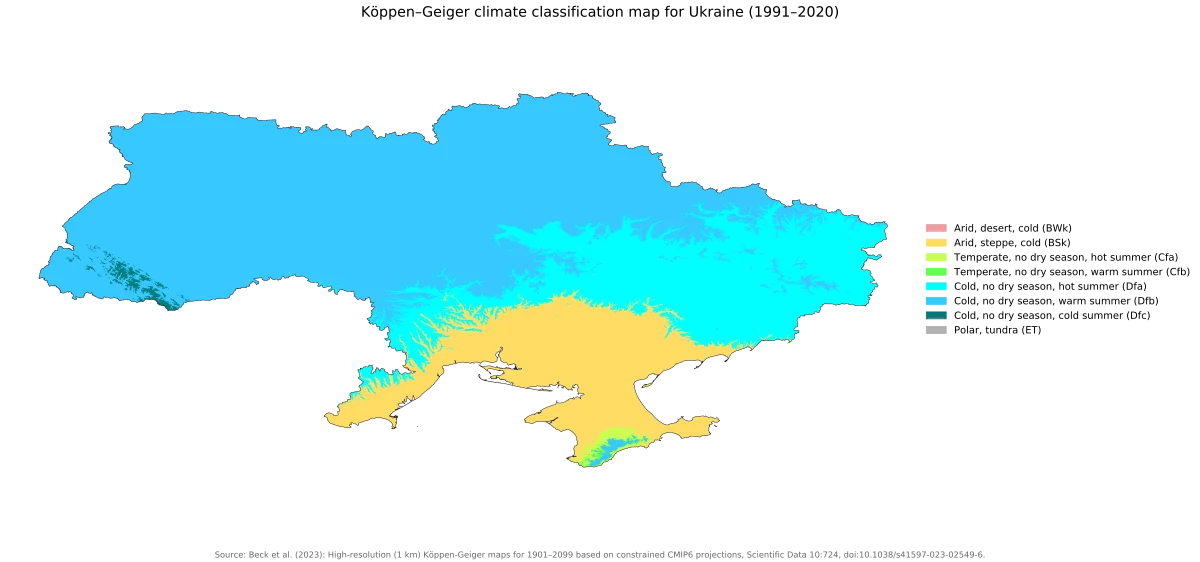 Mapa de Ucrania: oblasts, relieve, clima y suelos