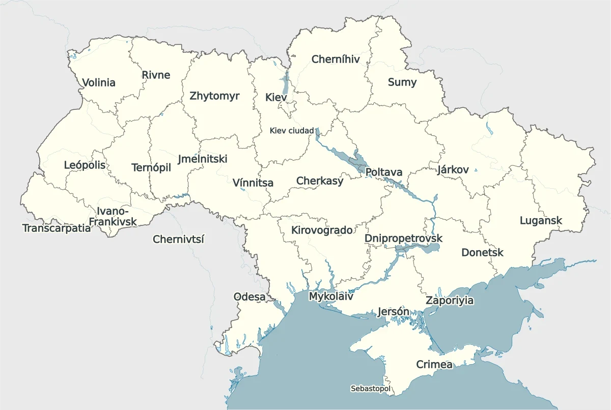 Mapa de Ucrania: oblasts, relieve, clima y suelos