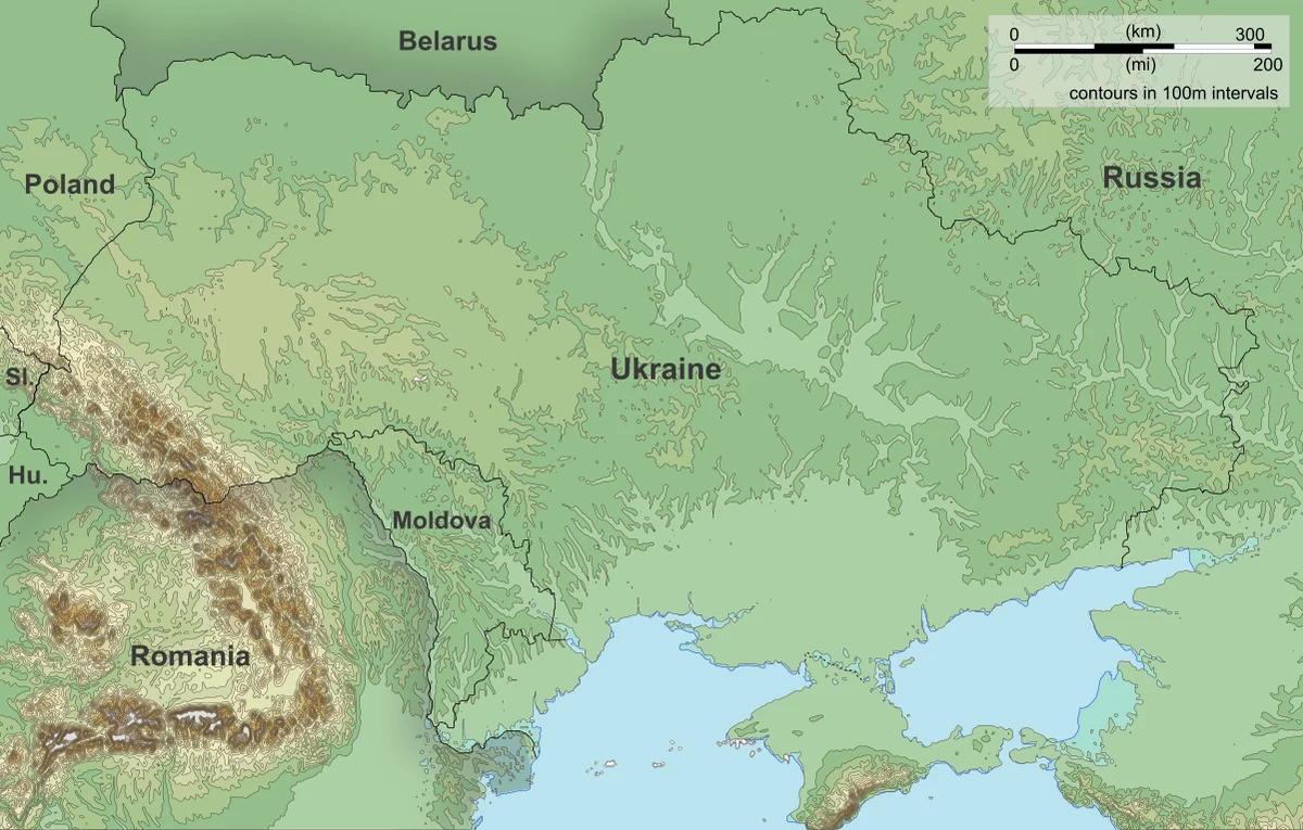 Mapa de Ucrania: oblasts, relieve, clima y suelos